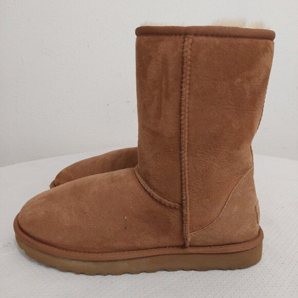 UGG | Shoes | Ugg Australia Classic Short 16223 Chestnut Brown Suede Shearling Boots Size 9 ...